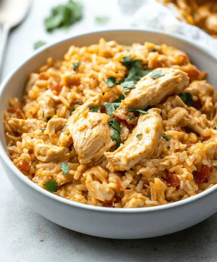 Easy One Pot Queso Chicken And Rice Recipe - katyrecipes.com