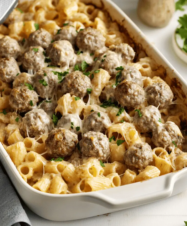 Swedish Meatball Pasta Bake Recipe - katyrecipes.com