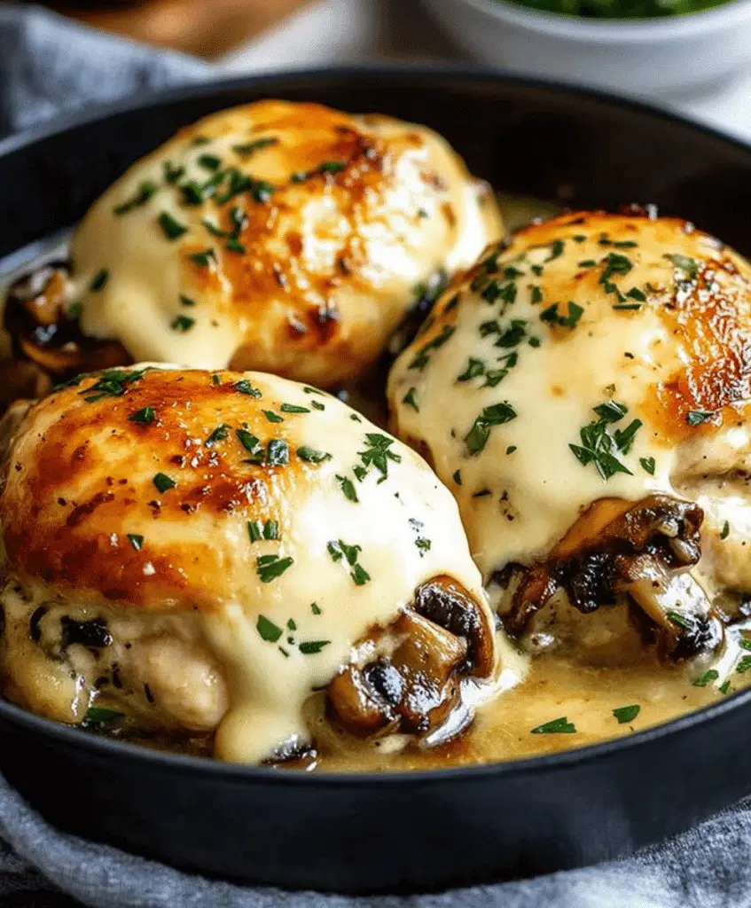 Cheesy Garlic Butter Mushroom Stuffed Chicken Recipe - katyrecipes.com