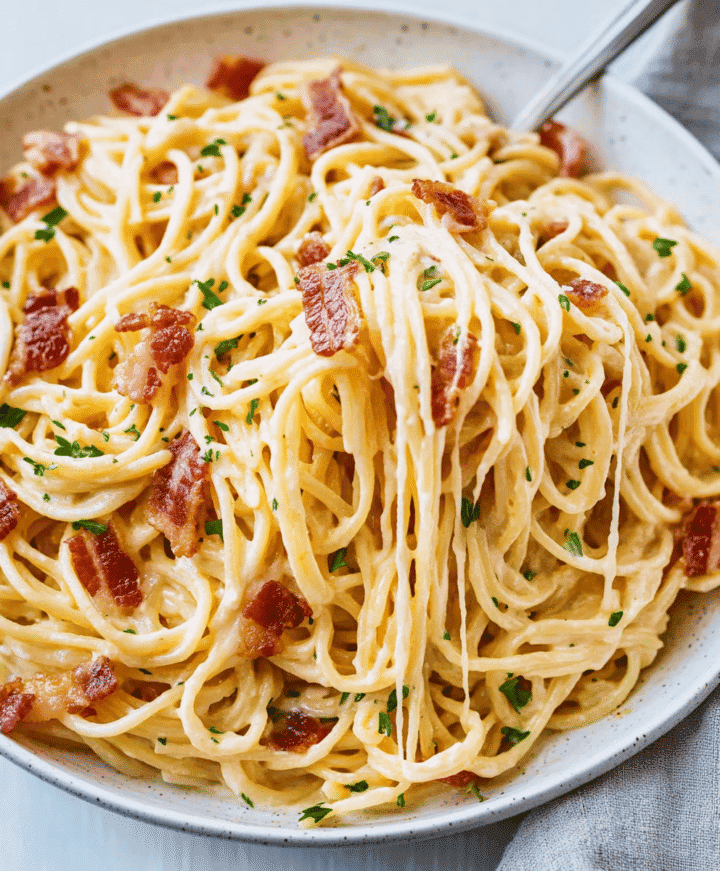 Classic Italian Carbonara With Bacon Recipe - katyrecipes.com