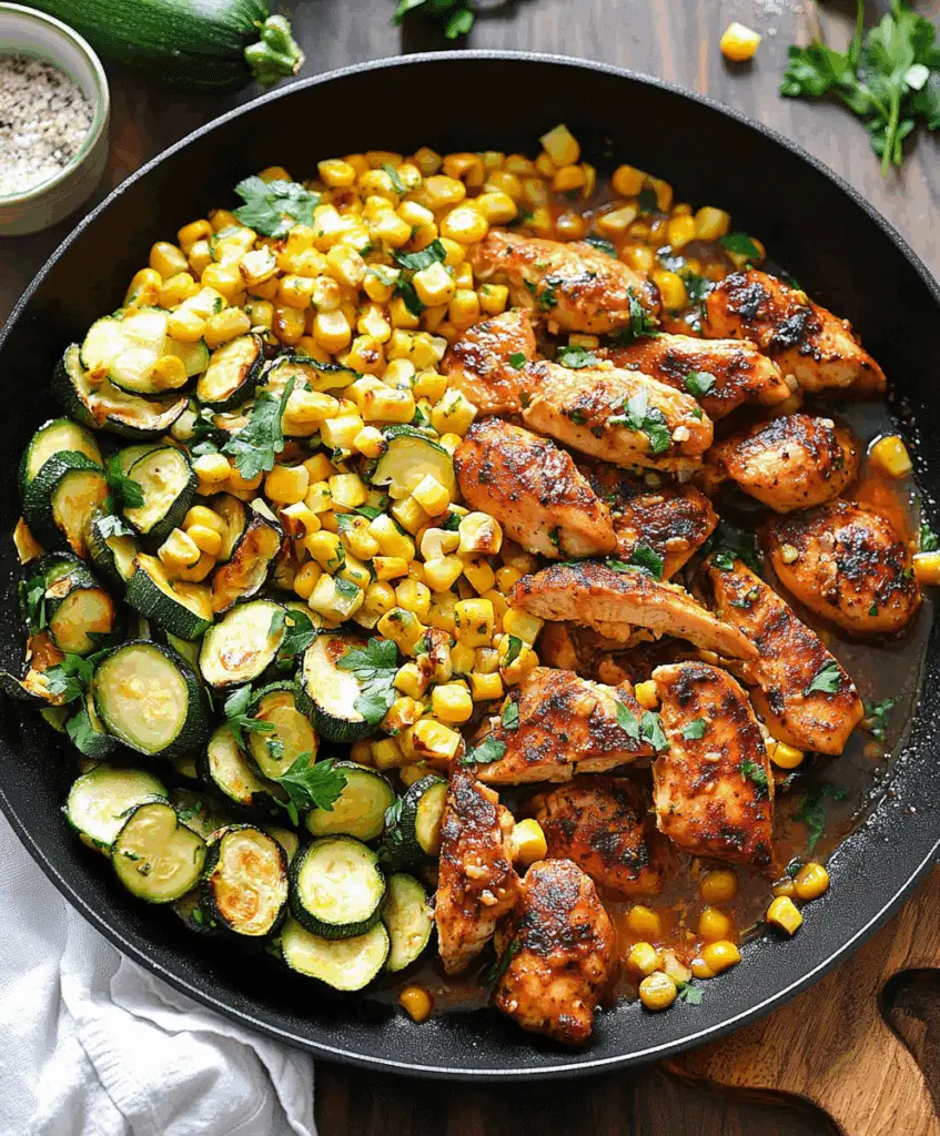 Savory Garlic Butter Chicken With Fresh Zucchini And Sweet Corn Recipe ...