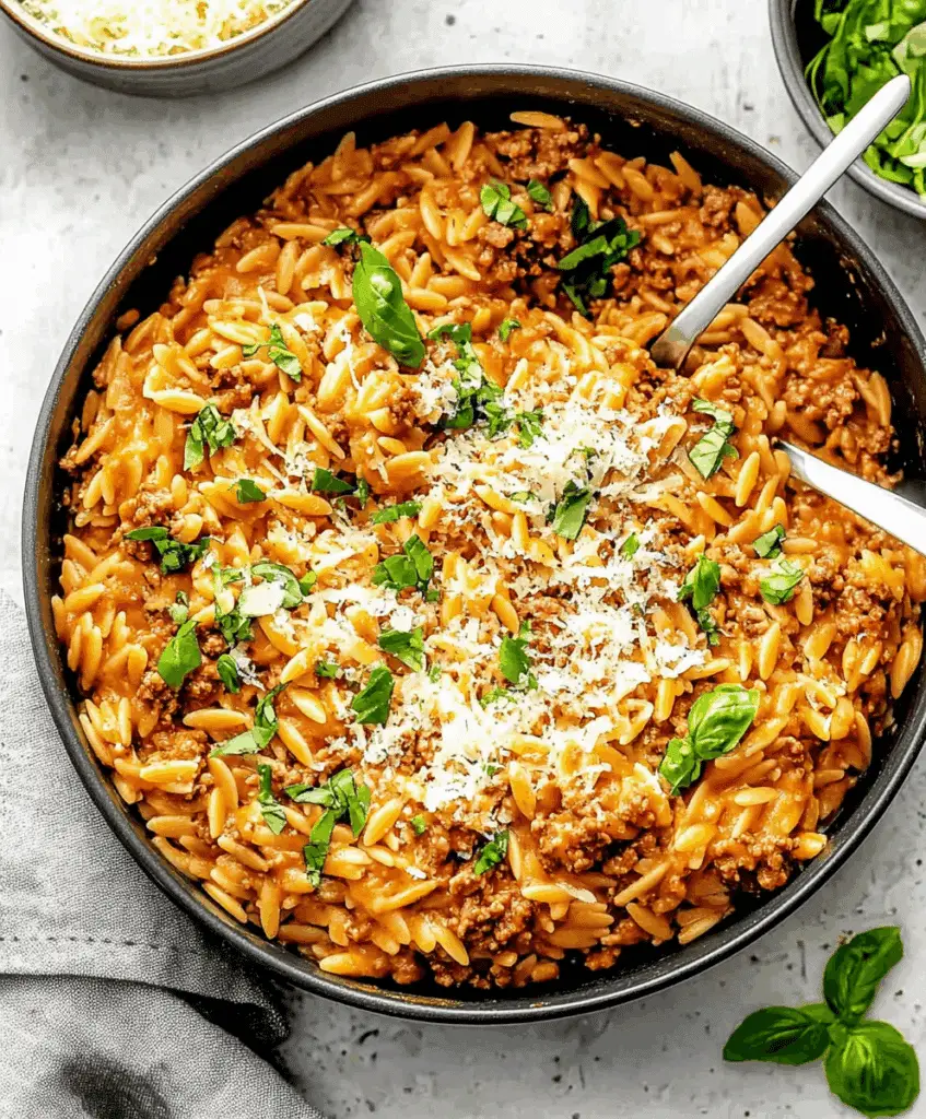 Creamy Ground Beef Orzo Recipe - katyrecipes.com