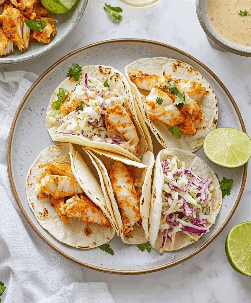 Summer Fish Tacos with Cabbage Slaw Seafood Recipe - katyrecipes.com